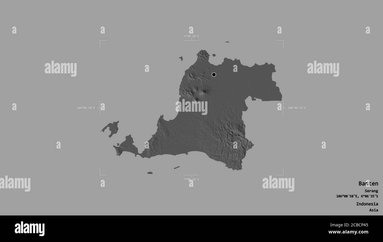 Area of Banten, province of Indonesia, isolated on a solid background ...