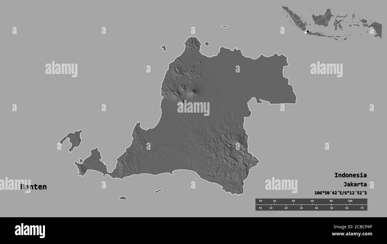 Shape of Banten, province of Indonesia, with its capital isolated on ...