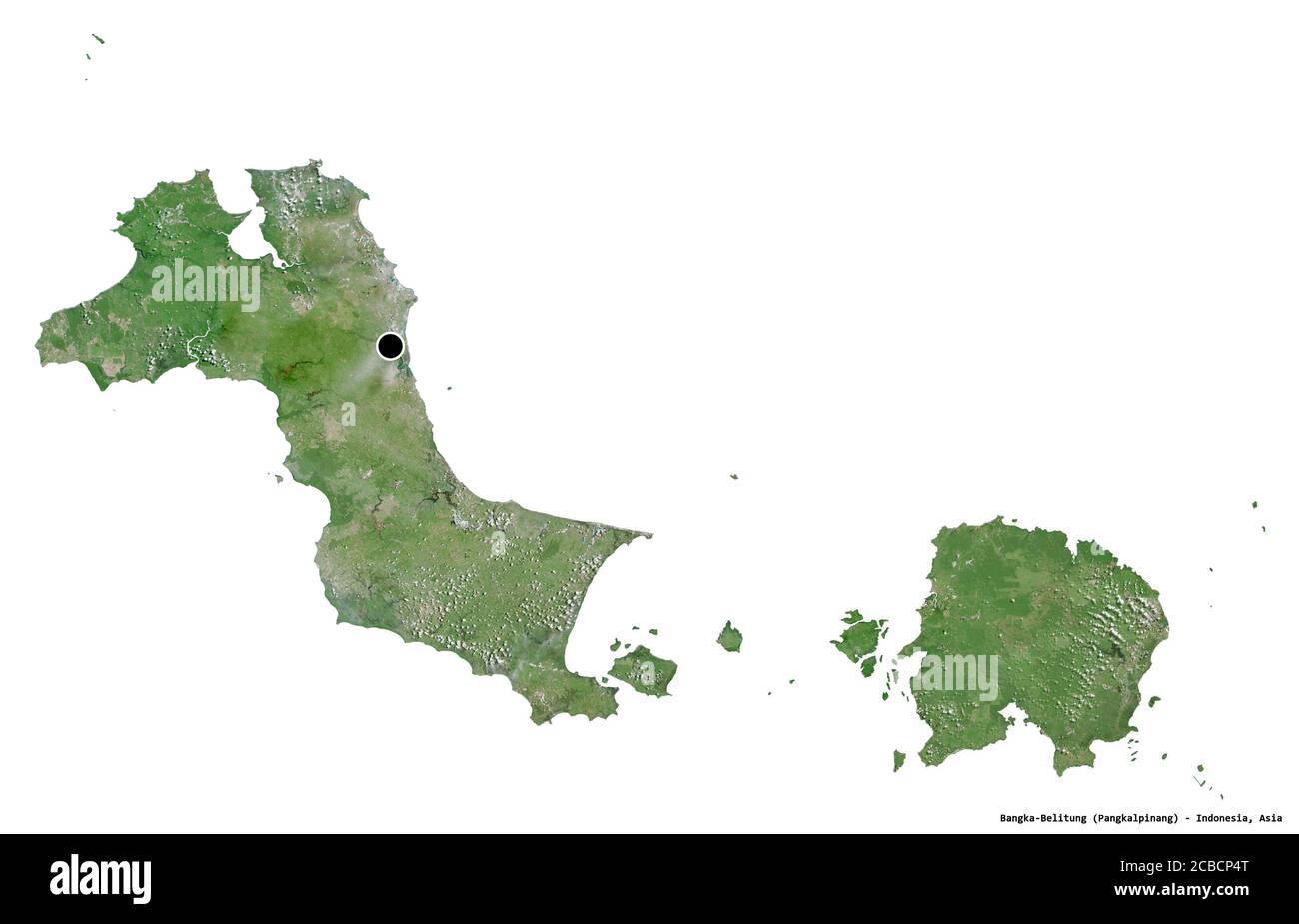 Shape of Bangka-Belitung, province of Indonesia, with its capital ...