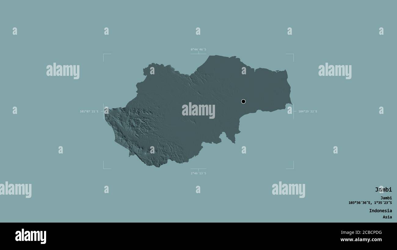 Area of Jambi, province of Indonesia, isolated on a solid background in ...