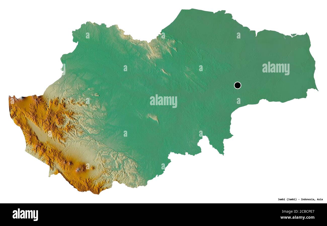 Shape of Jambi, province of Indonesia, with its capital isolated on ...