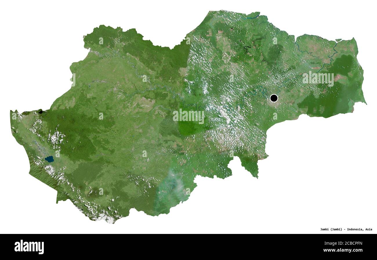 Shape of Jambi, province of Indonesia, with its capital isolated on ...