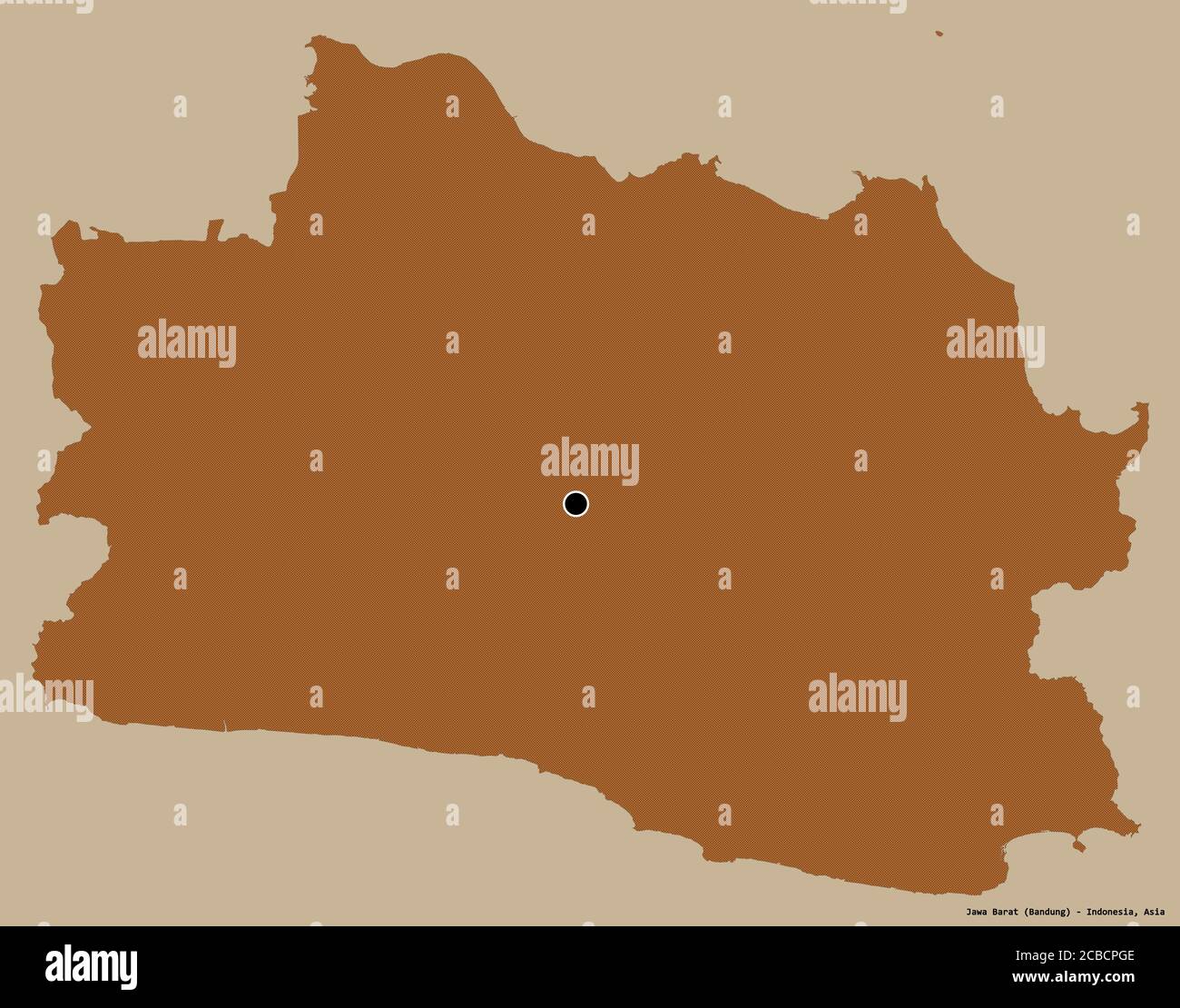 Shape of Jawa Barat, province of Indonesia, with its capital isolated ...