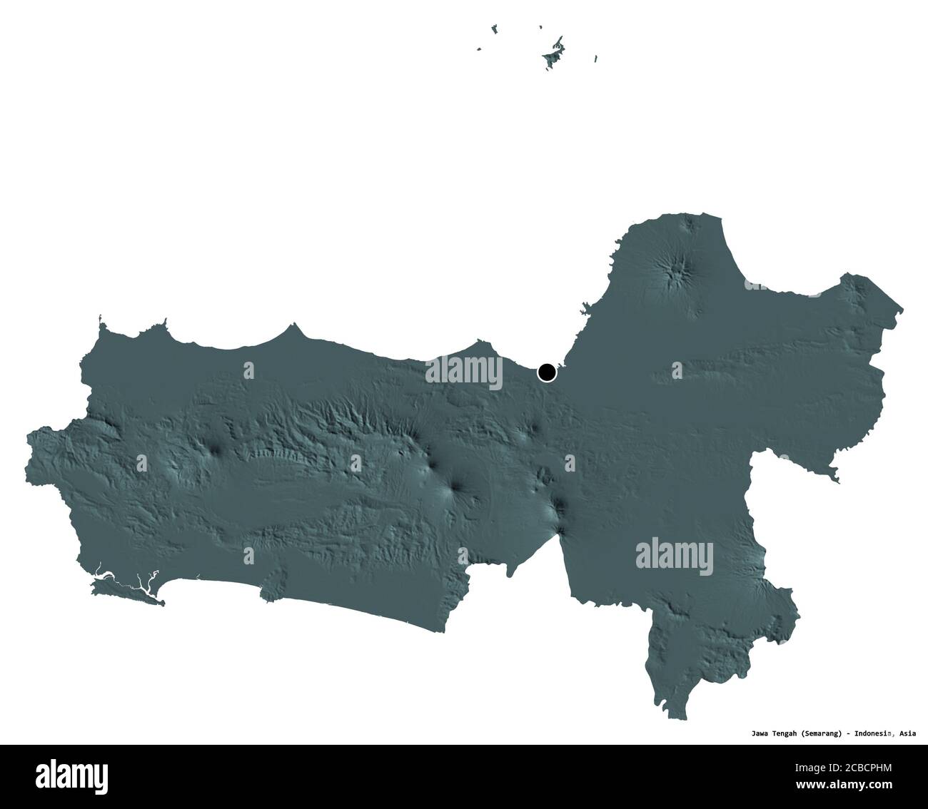 Shape of Jawa Tengah, city of Indonesia, with its capital isolated on ...