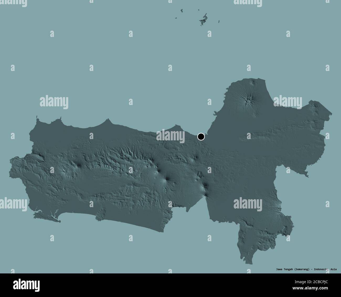 Shape of Jawa Tengah, city of Indonesia, with its capital isolated on a ...