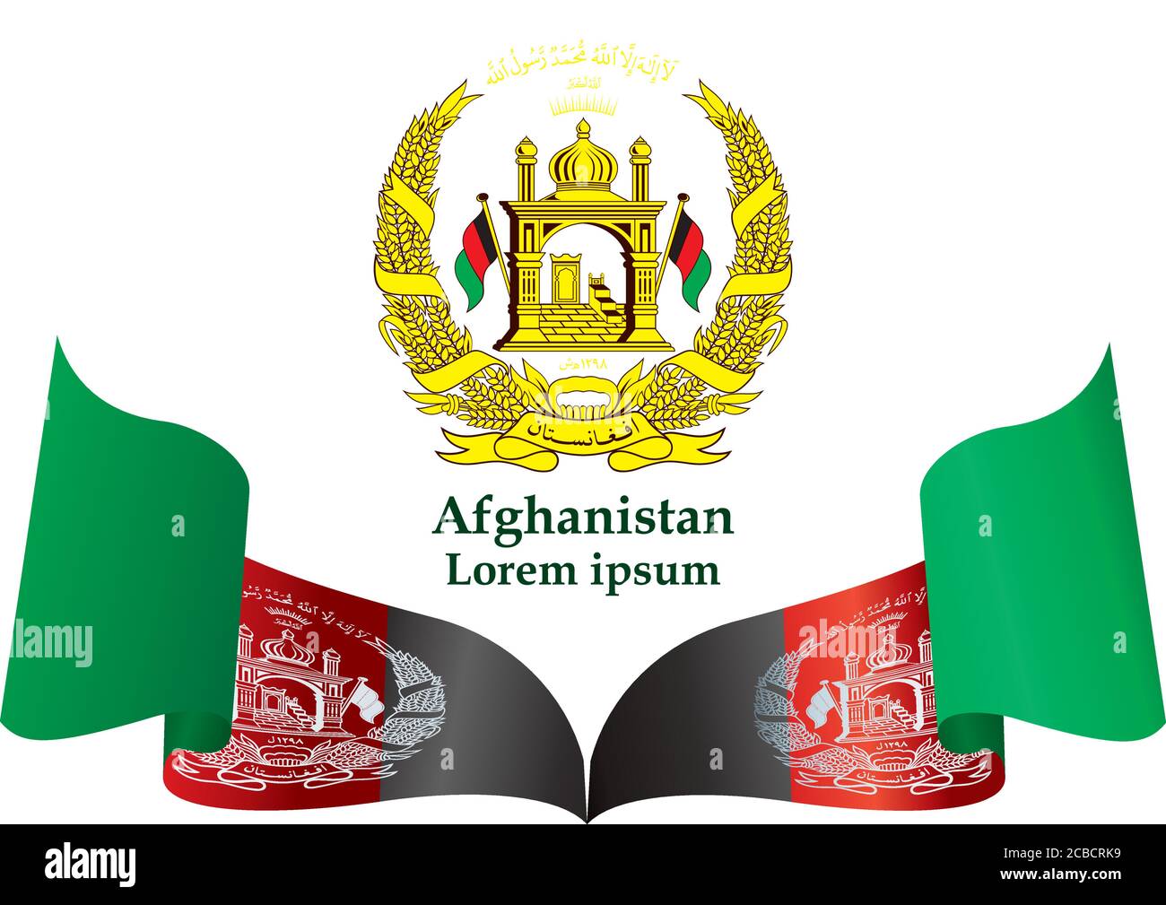 Flag of Afghanistan, Islamic Republic of Afghanistan. template for ...