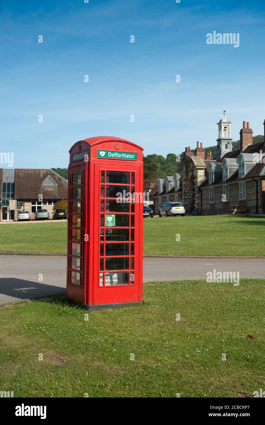 A publc telephone box that has been repurposed as a defribrilator ...