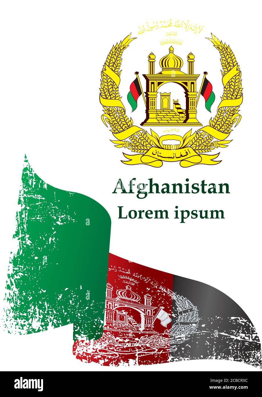 Flag of Afghanistan, Islamic Republic of Afghanistan. template for ...