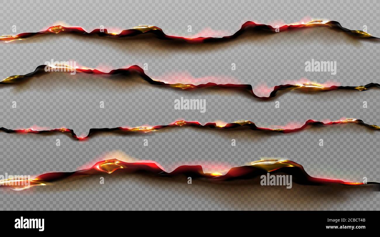 Burn paper borders, burnt page with smoldering fire on charred uneven ...