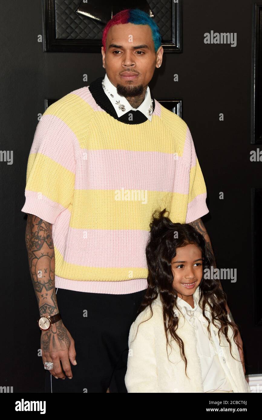 LOS ANGELES - JAN 26: Chris Brown, Royalty Brown at the 62nd Grammy ...