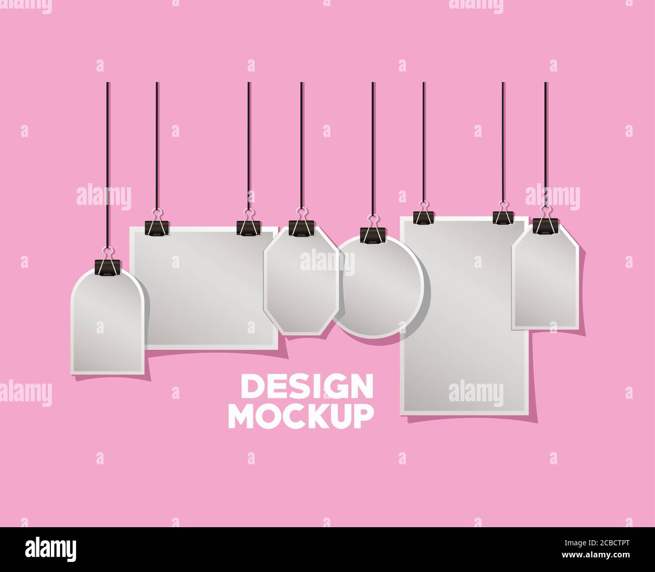 mockup set of labels on pink background of corporate identity and ...