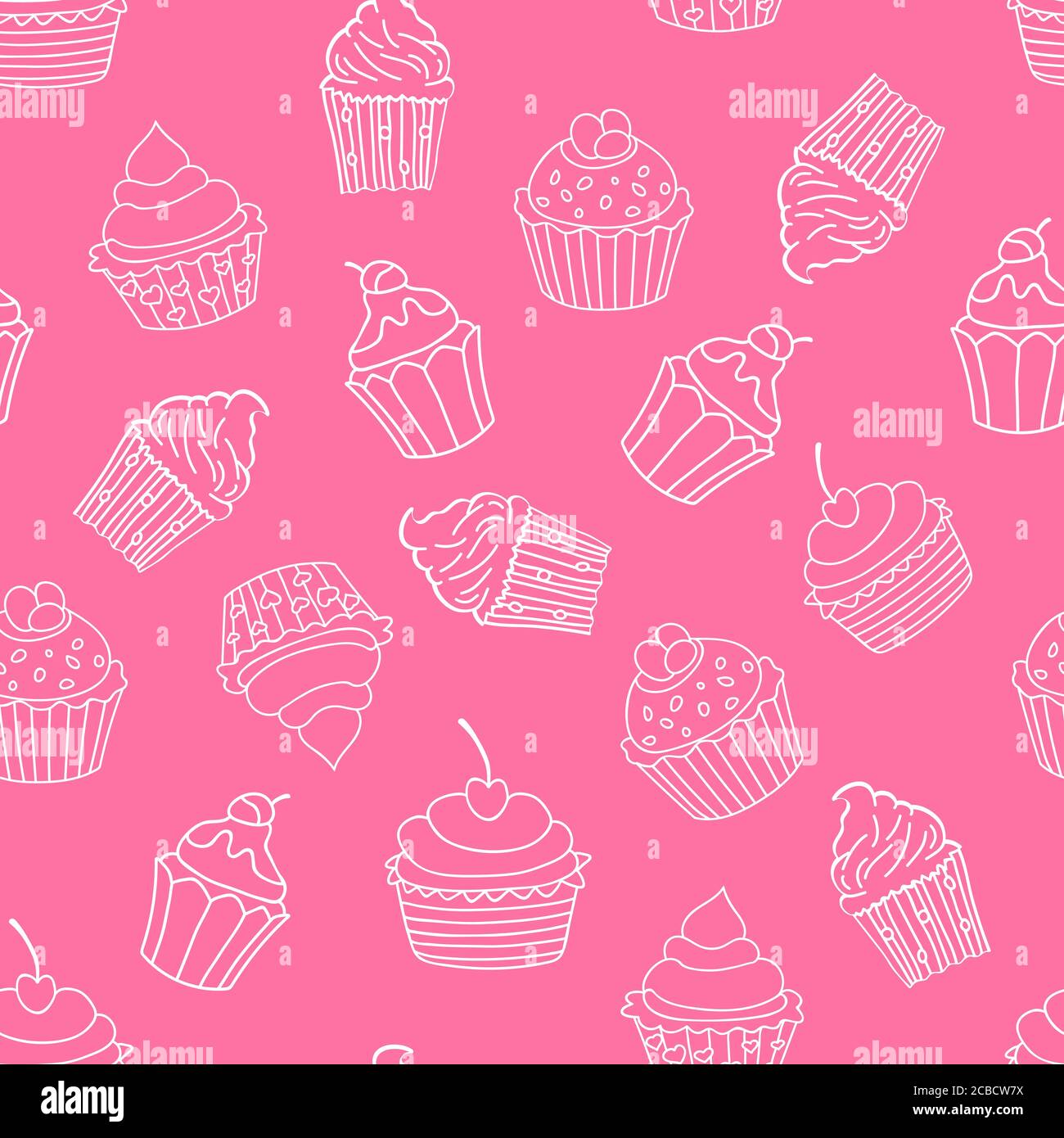 Cupcakes seamless pattern on pink background. Sweet pattern. Vector ...