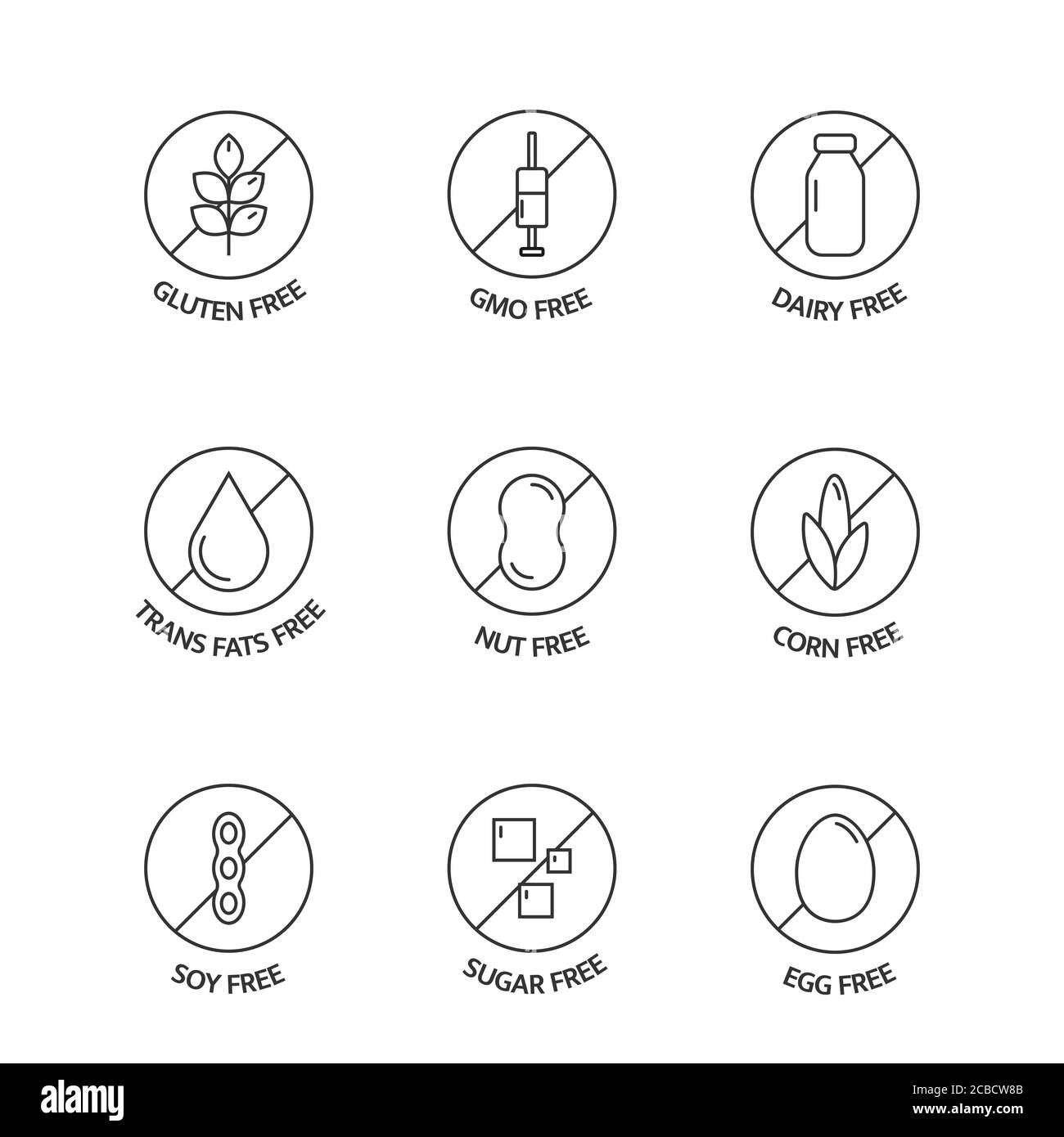 Product free allergen line icons. Food intolerance. Organic food and ...