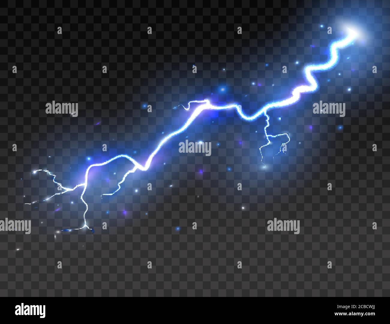Lightning on transparent background. Realistic thunder storm. Vector ...