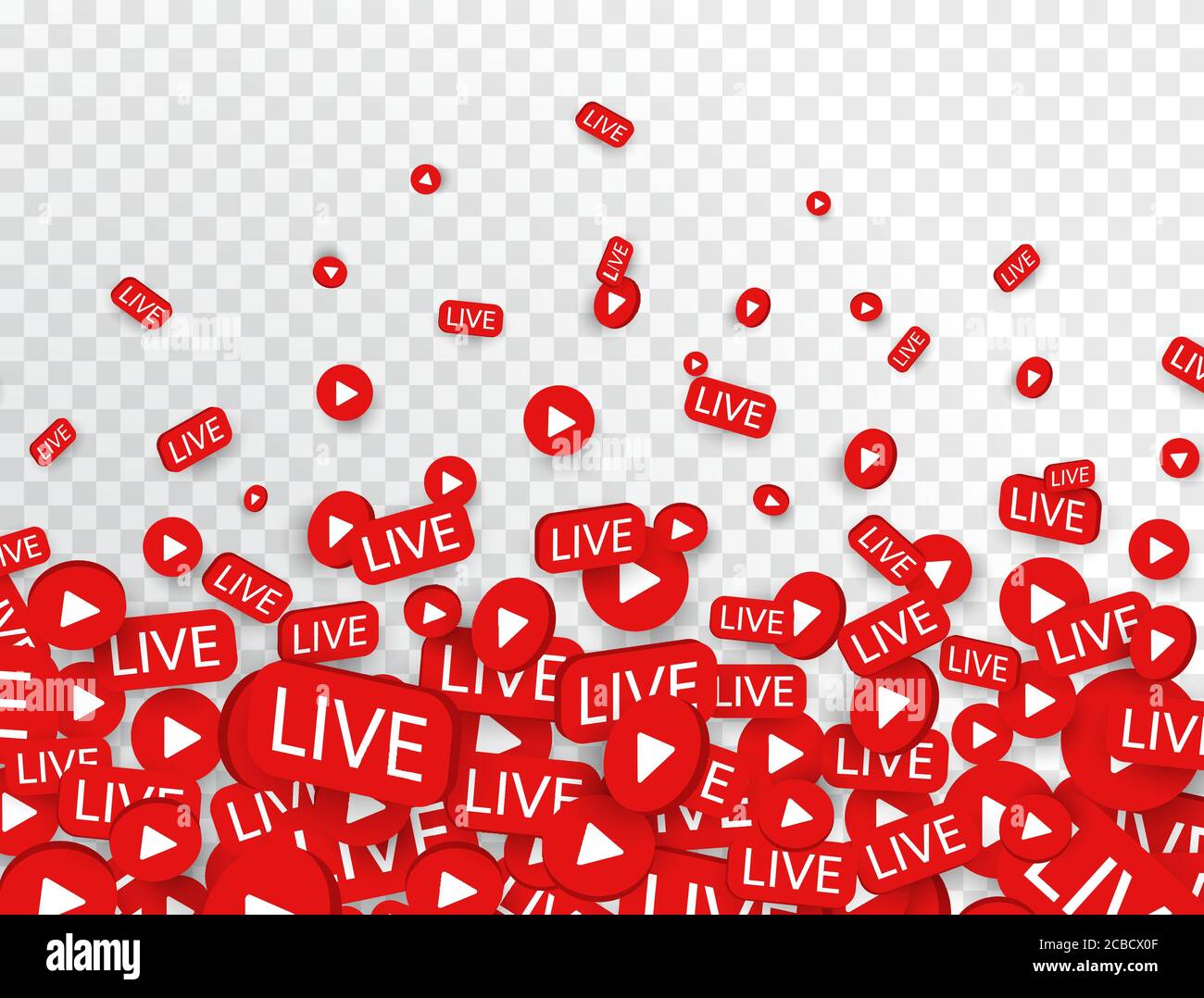 Live stream background with play buttons and live icons. Live streaming ...