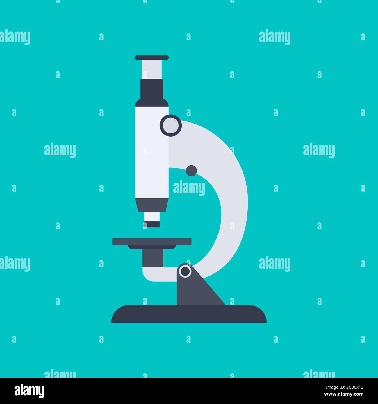 Microscope in flat style isolated on blue background. Laboratory ...