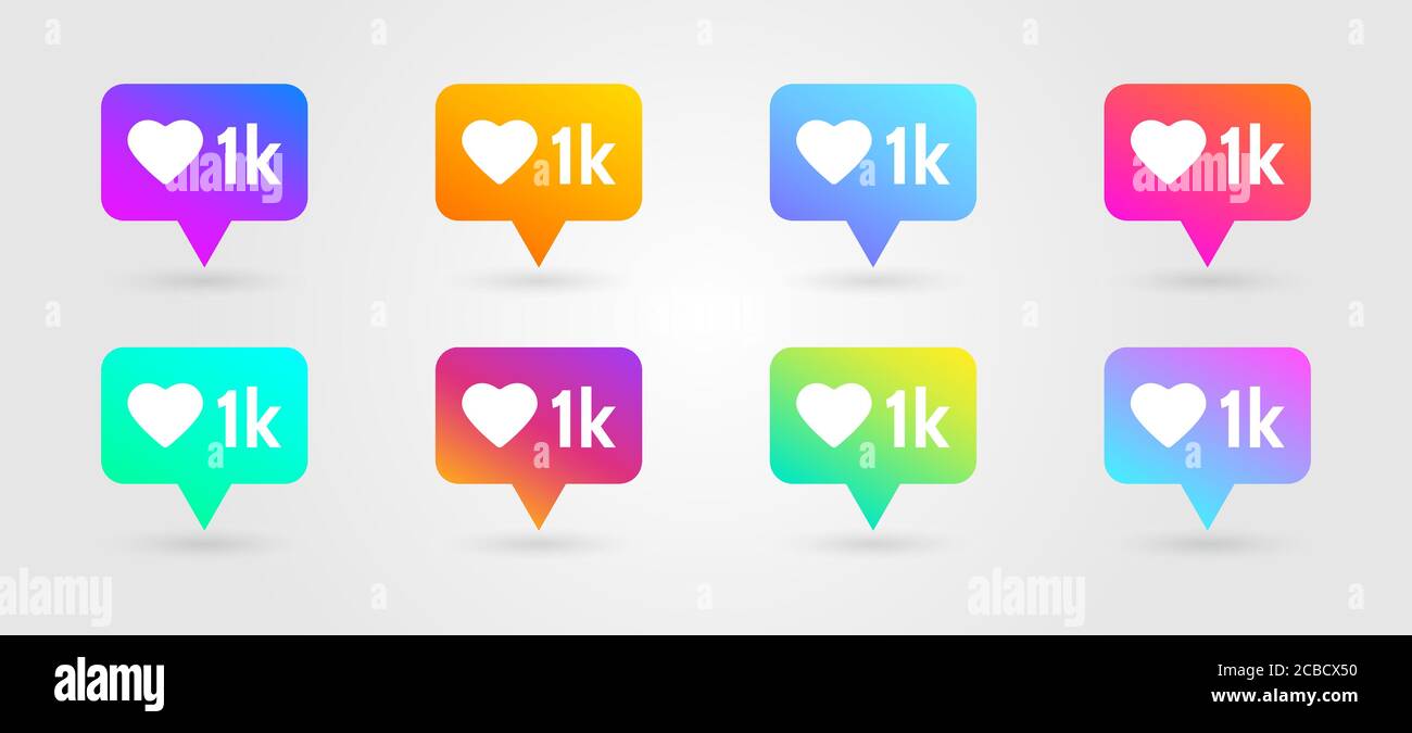 Like and heart icons set. Social network symbol. Icon like 1000 ...