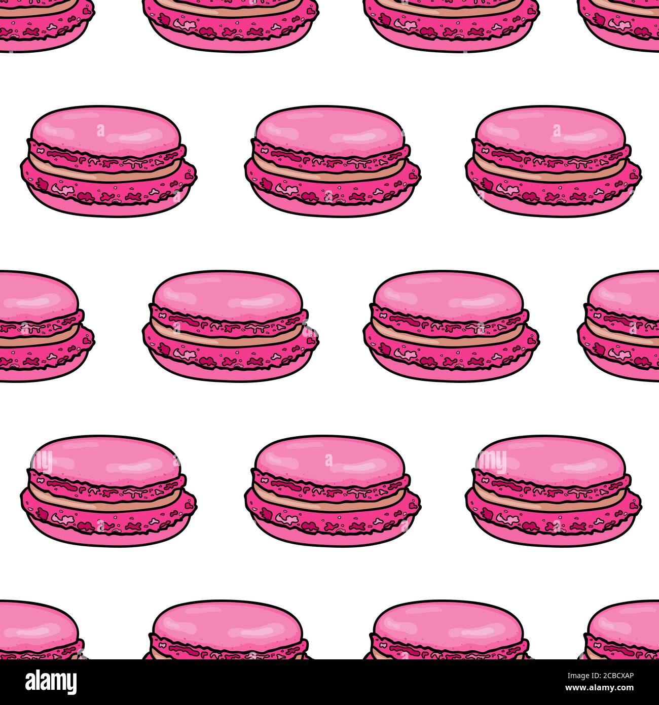 Macaron seamless pattern. Almond french macaroon background in sketch style. Vector illustration ...