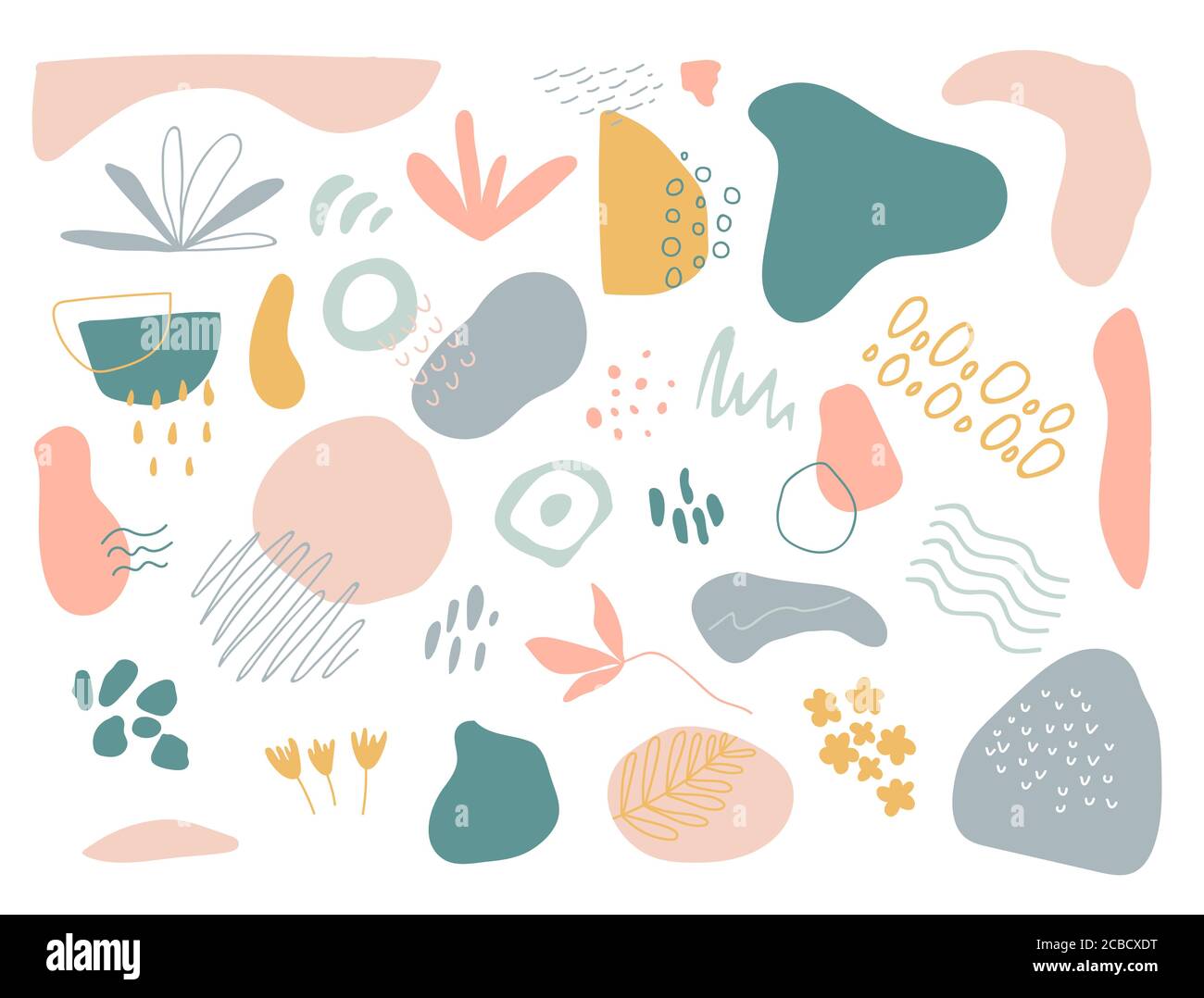Organic shapes set on white background. Hand draw abstract design ...