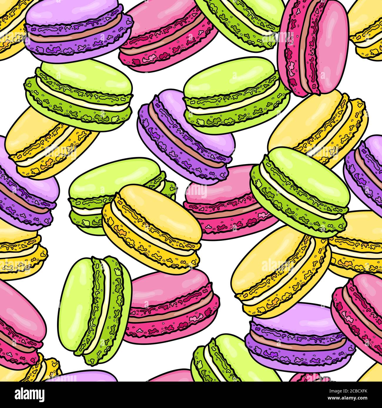 Macaroon seamless pattern. Sweet french macaron background in sketch ...