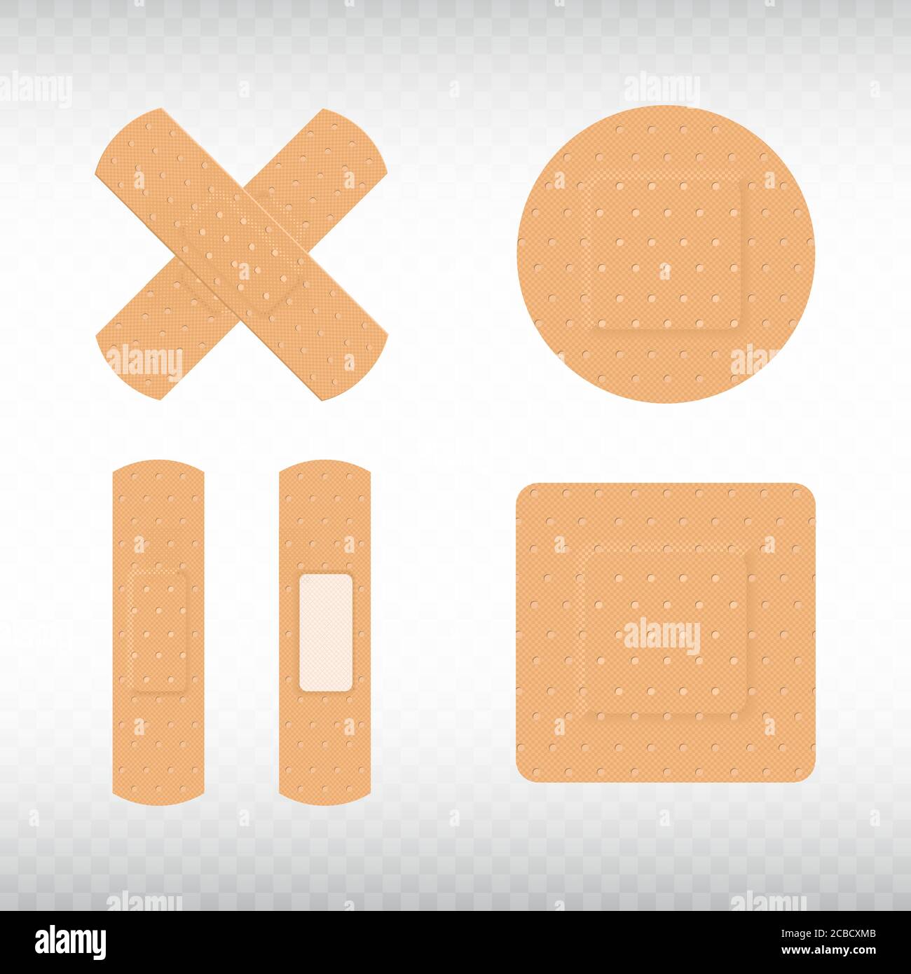 Medical adhesive plasters set on transparent background. First aid concept. Health care ...