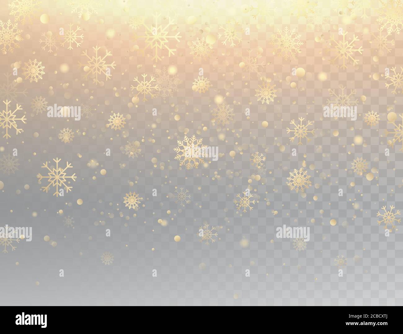 Gold snowflakes with sparkles. Realistic falling snowflakes isolated on ...