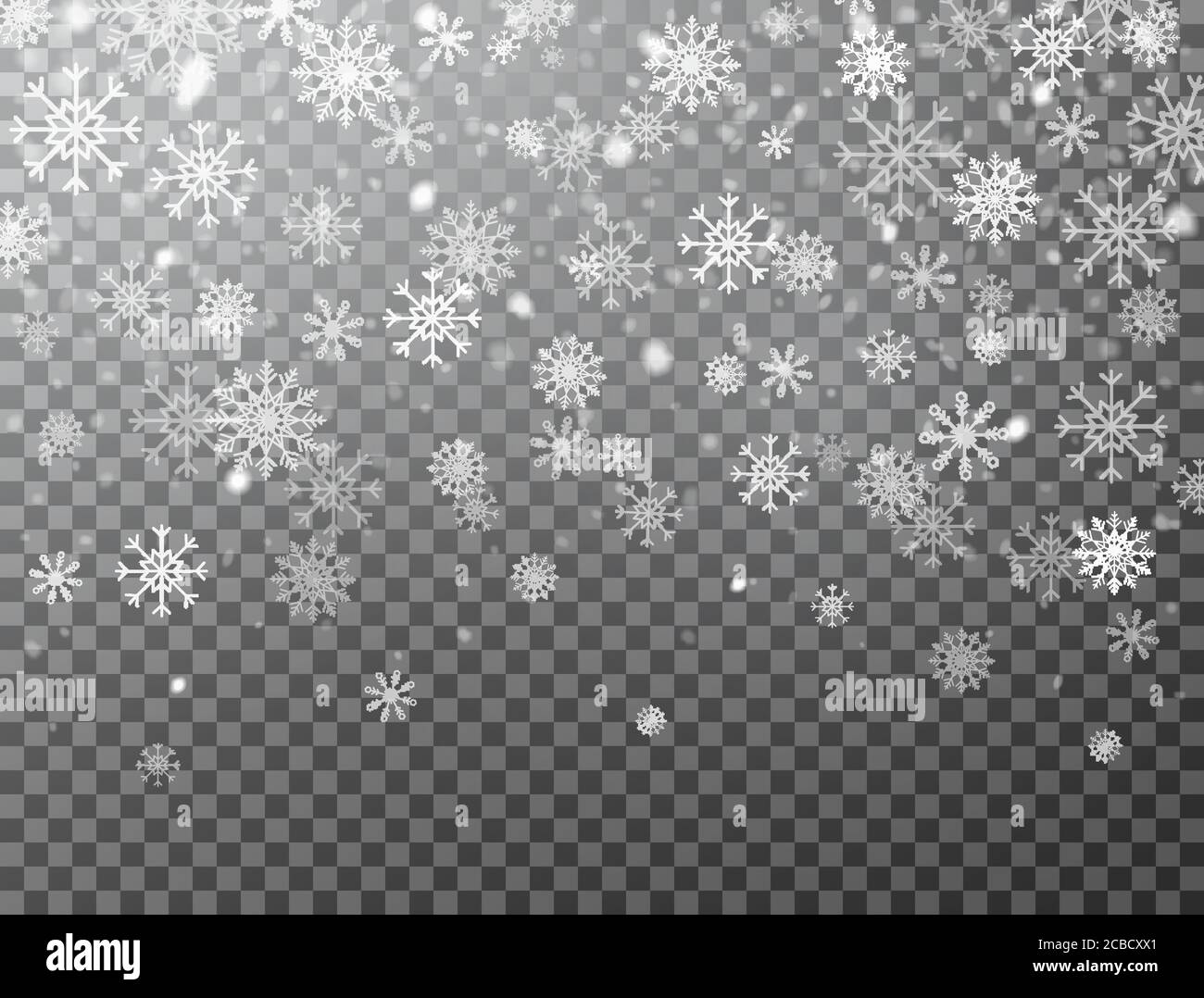 Realistic falling snowflakes isolated on transparent background. Winter ...
