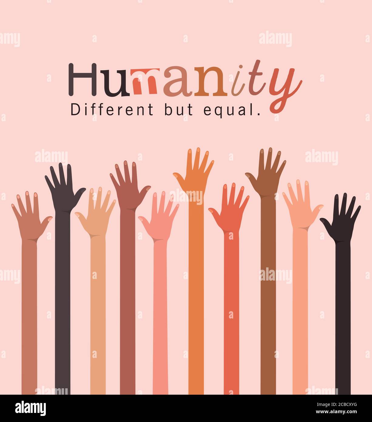 humanity different but equal and diversity open hands up design, people ...