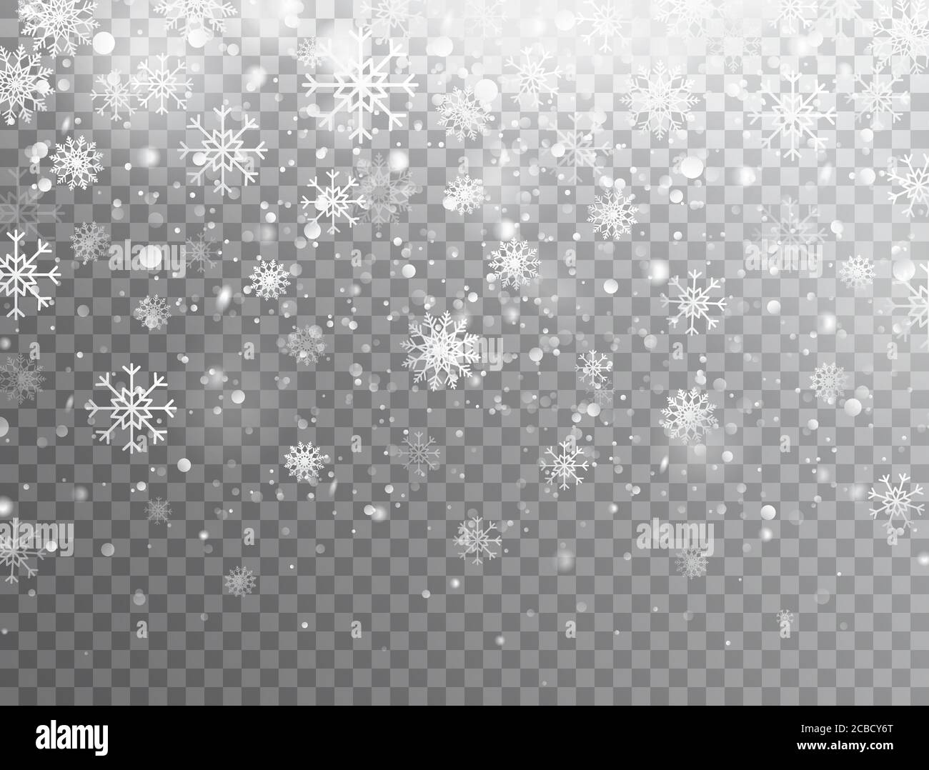 Realistic falling snowflakes isolated on transparent background. Winter ...