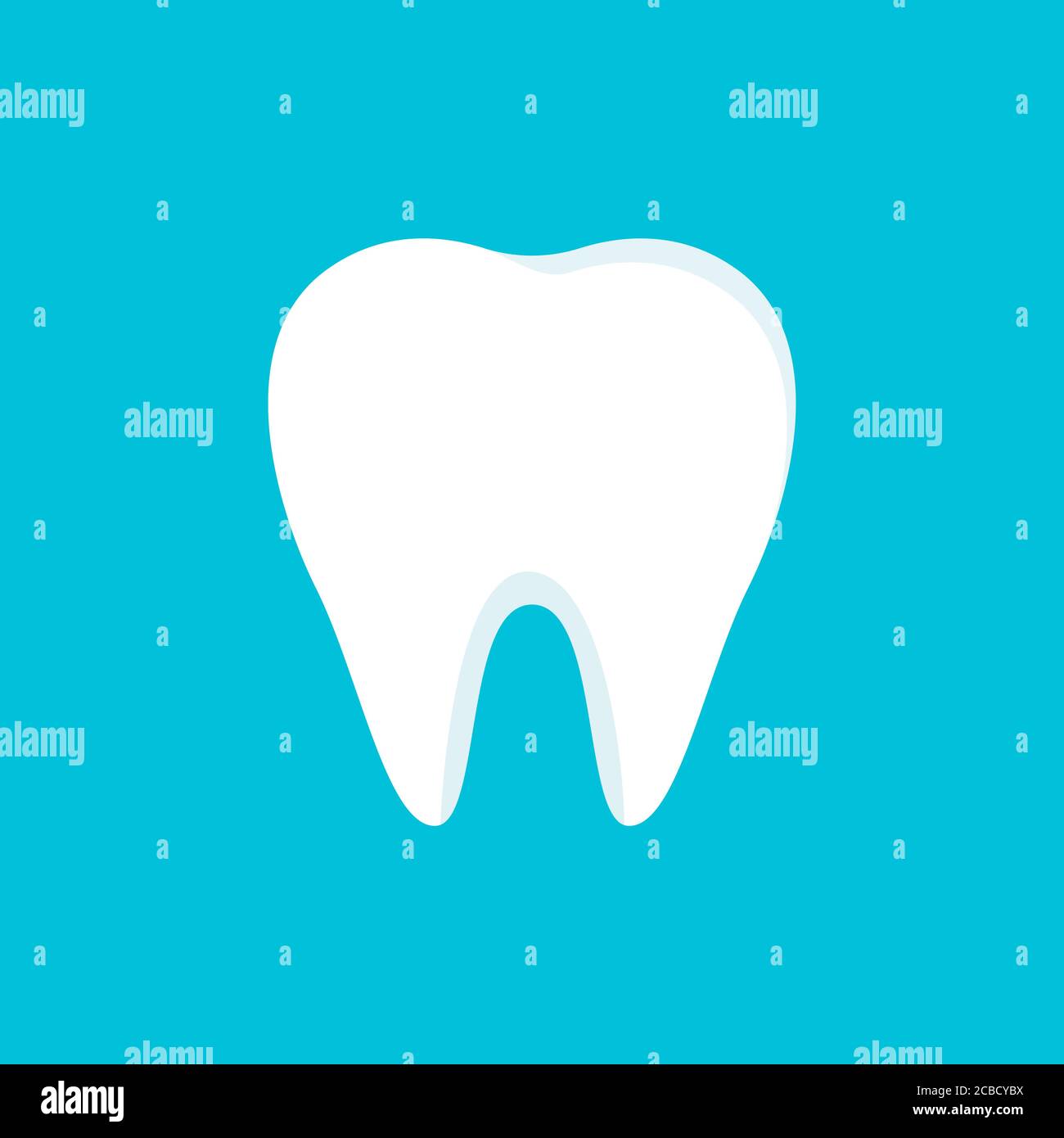 Teeth icon isolated on blue background. Clean tooth concept in flat ...