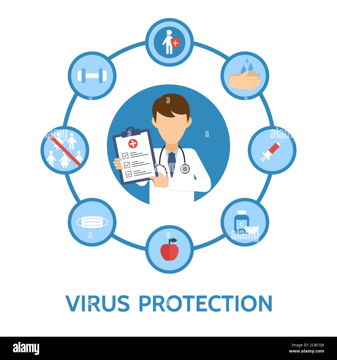 Virus protection infographic. Stop bacteria. Medical examination. Virus ...
