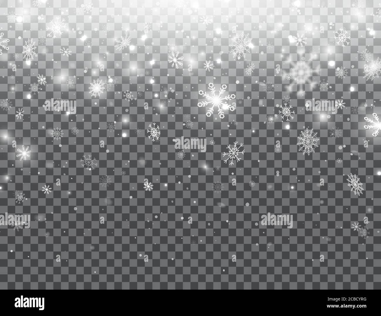 Realistic falling snowflakes isolated on transparent background. Winter ...