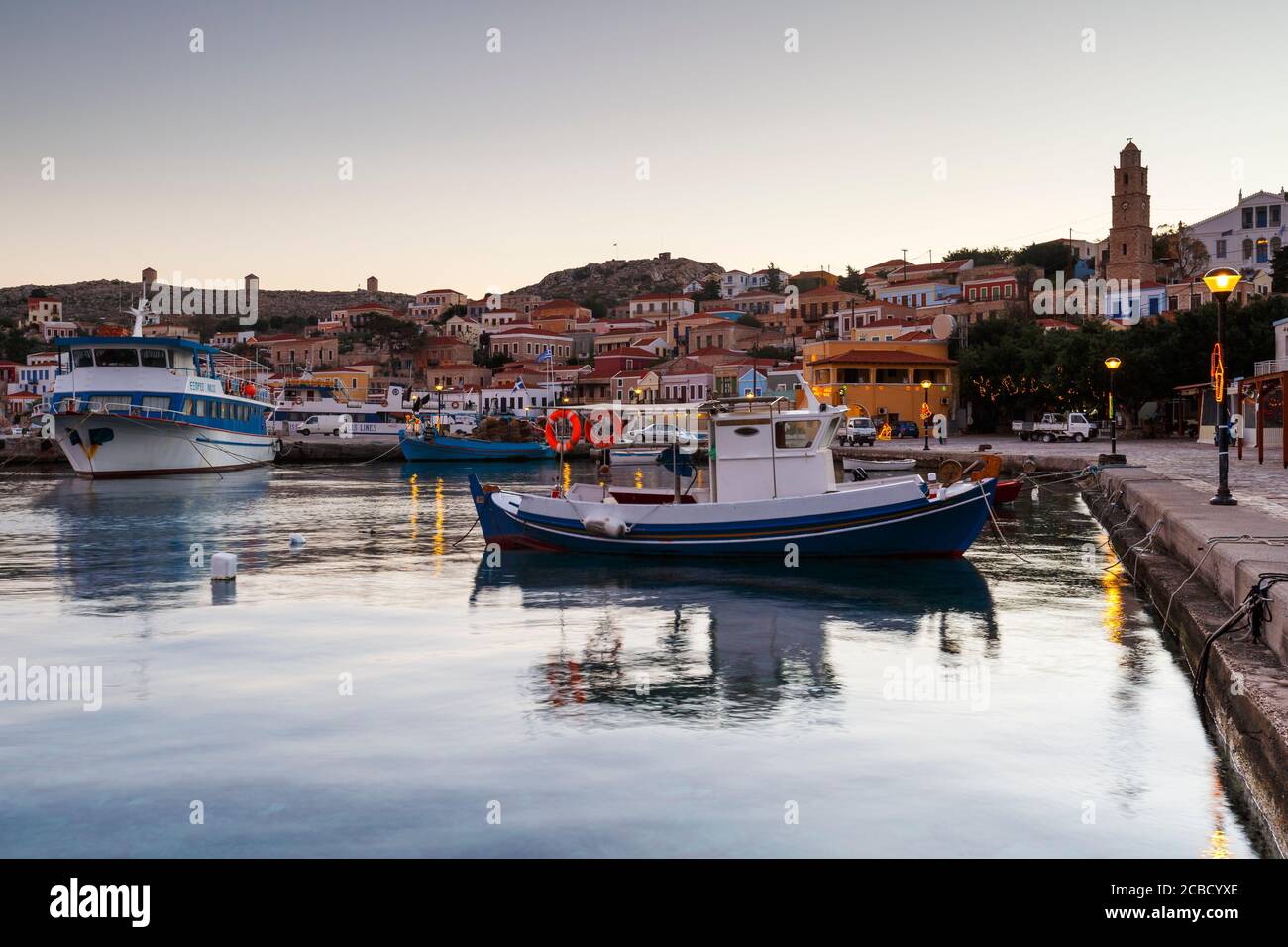 In the port on the island of halki hi-res stock photography and images ...