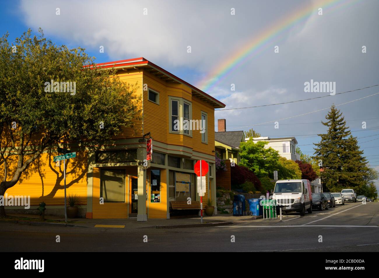 Rainbow over buildings hi-res stock photography and images - Alamy
