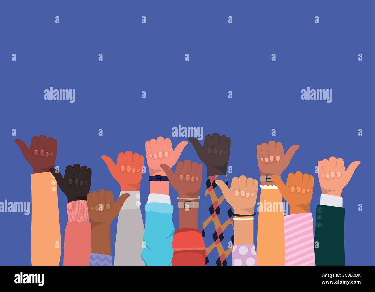 diversity of hands up with thumb up design, people multiethnic race and ...