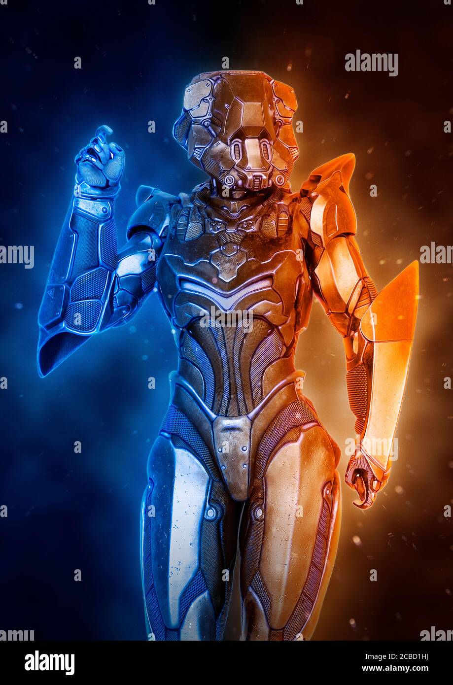 alien female soldier is asking permition to talk in white background ...