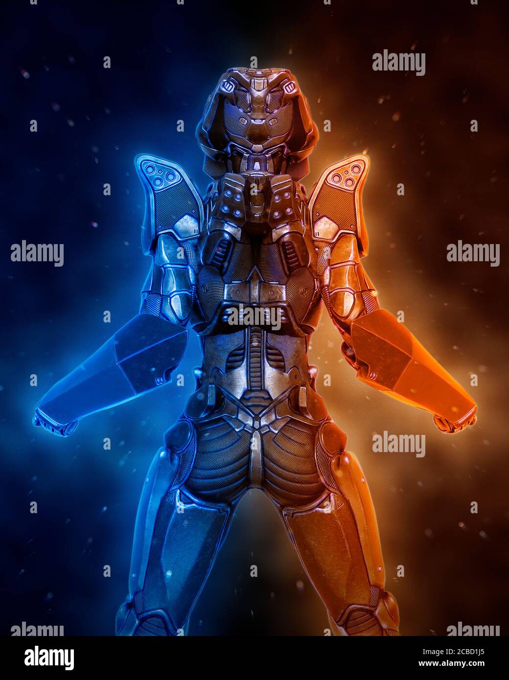 alien female soldier is doing a pin up rear view pose in white ...