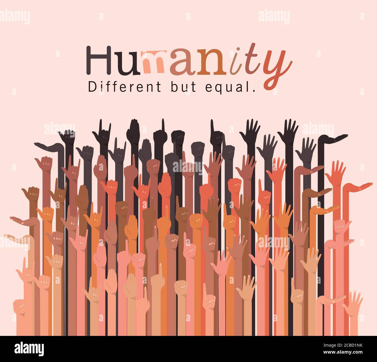 humanity different but equal and diversity group of hands design ...
