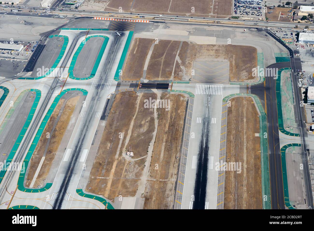 North Complex Runways of Los Angeles Airport. Aerial view of concrete ...