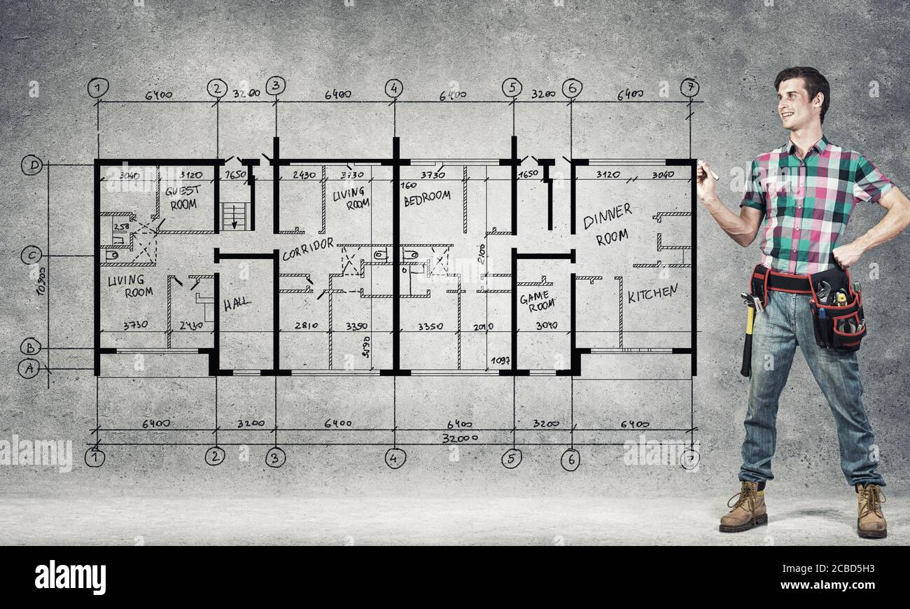 Guy engineer sketching his ideas Stock Photo - Alamy
