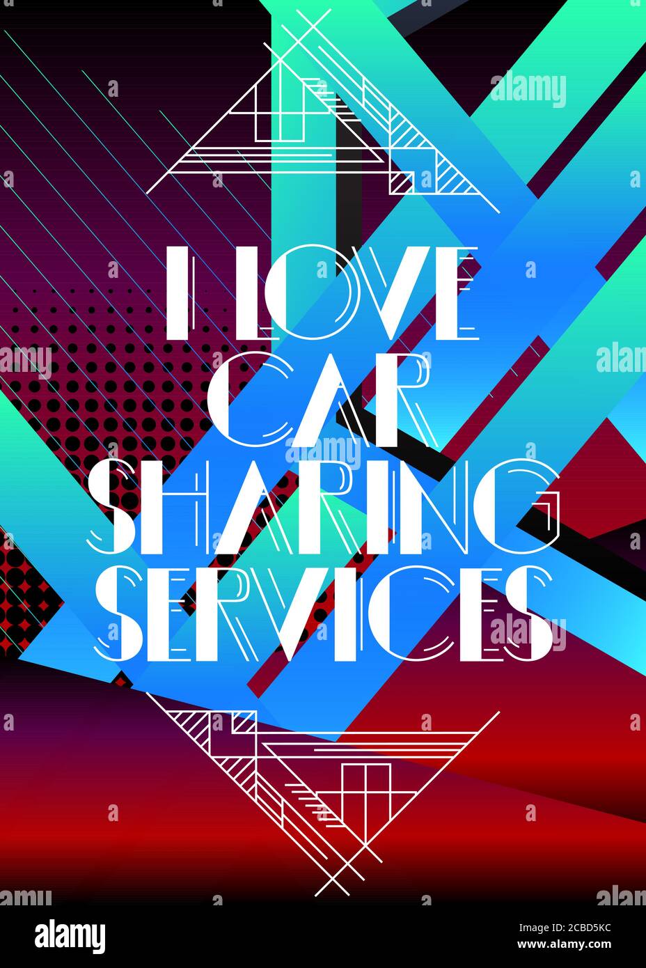 Retro I Love Car Sharing Services text. Decorative greeting card, sign ...