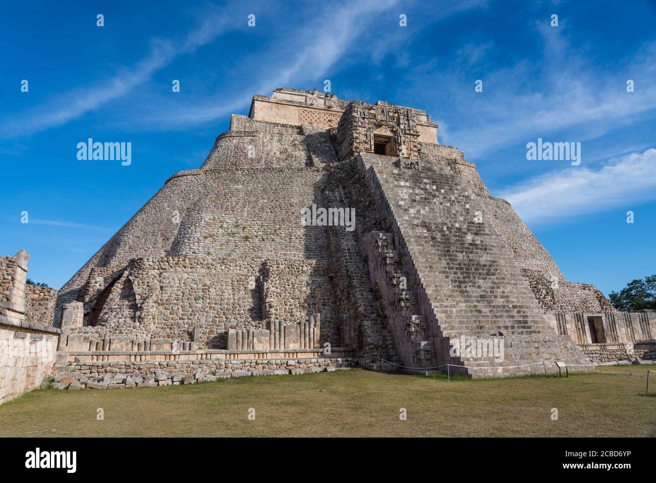 The west facade of the Pyramid of the Magician, also known as the ...