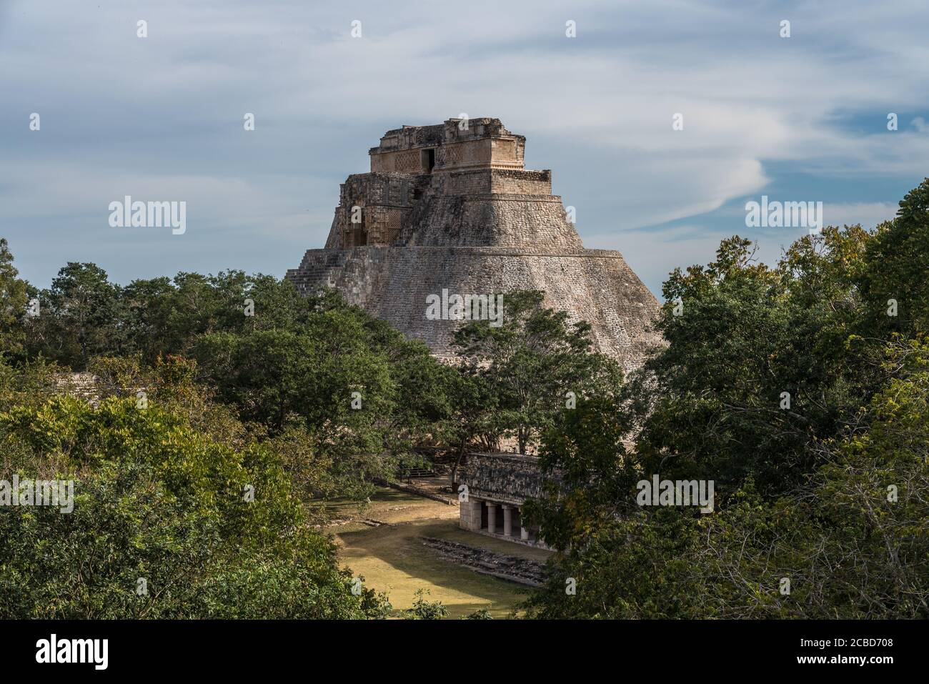 The west facade of the Pyramid of the Magician, also known as the ...
