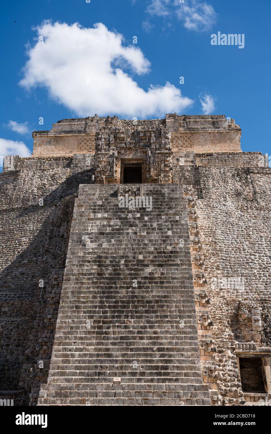 The west facade of the Pyramid of the Magician, also known as the ...