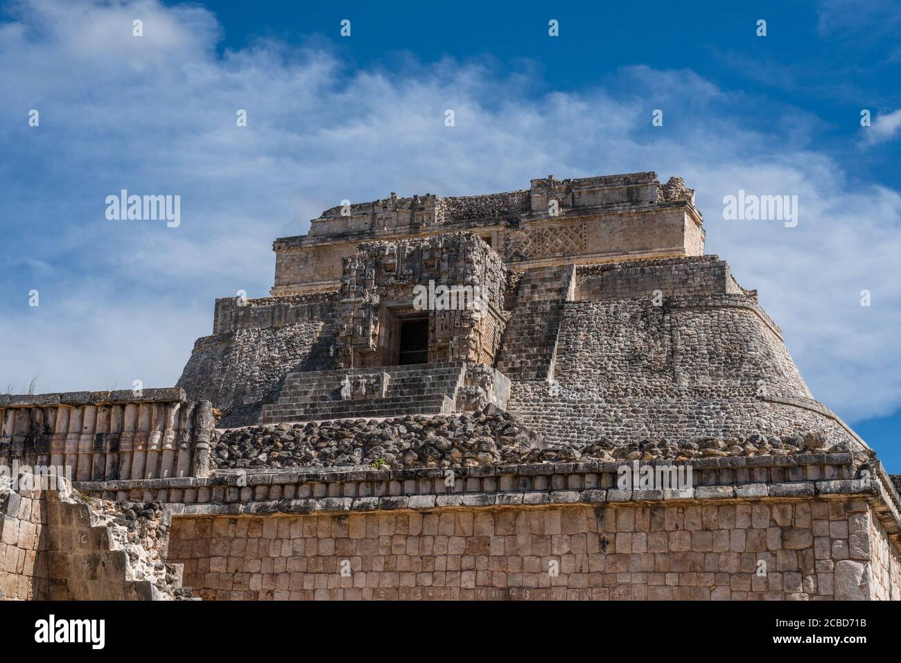 The west facade of the Pyramid of the Magician, also known as the ...