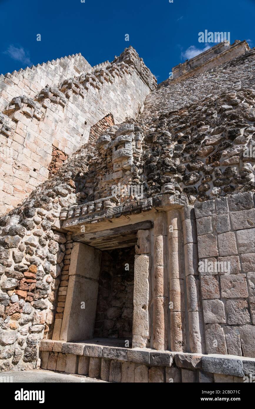Architectural detail of the Pyramid of the Magician, also known as the ...