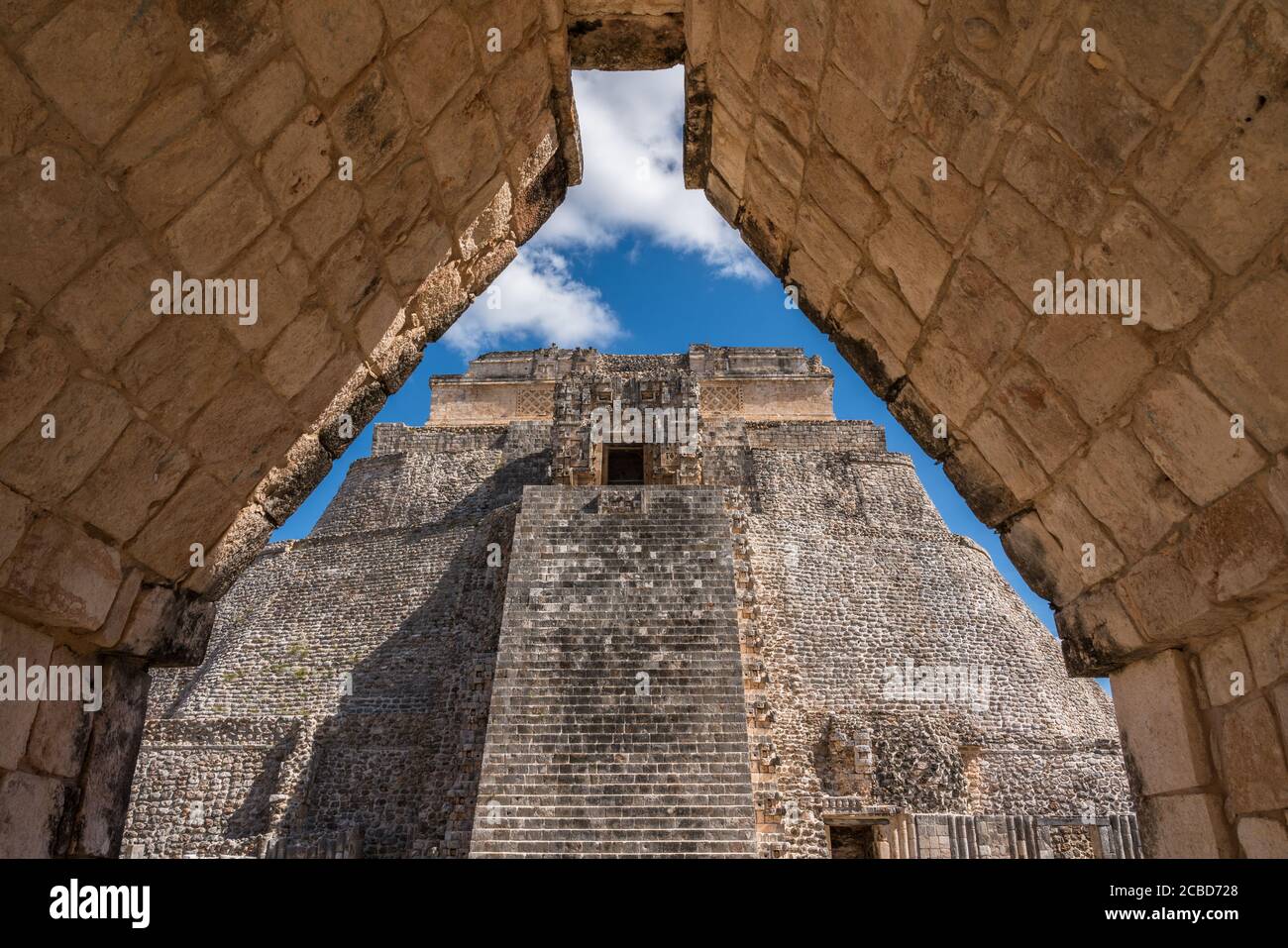 The west facade of the Pyramid of the Magician, also known as the ...