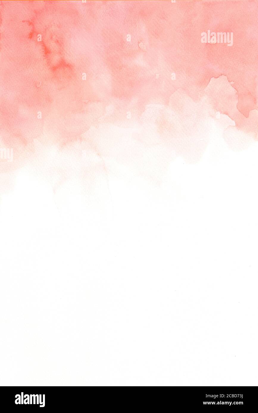 Hand painted abstract orange and pink watercolor on white background ...