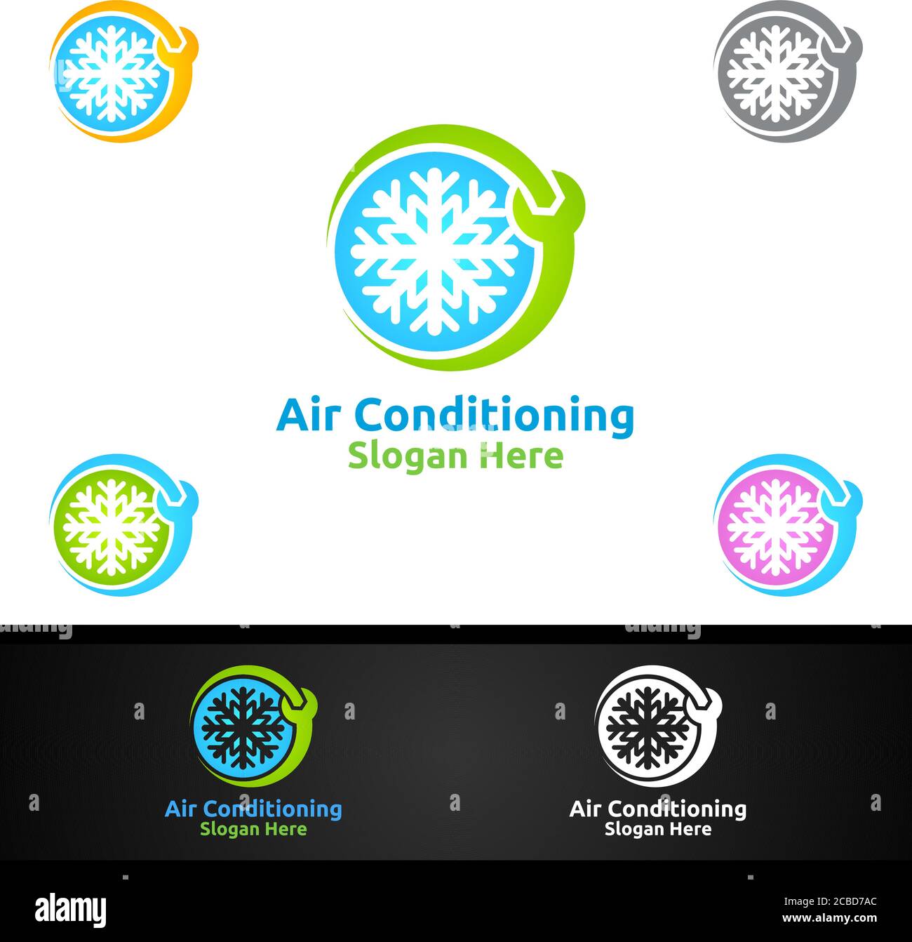 Fix Snow Air Conditioning and Heating Services Logo Design Stock Vector ...