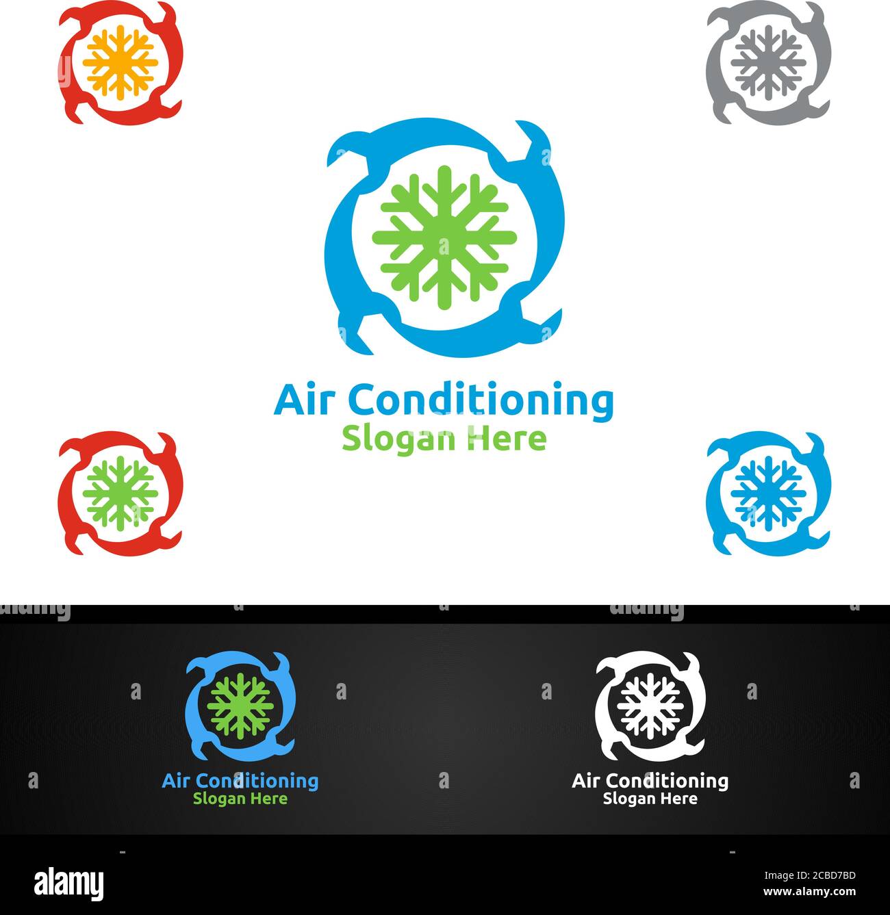 Fix Snow Air Conditioning and Heating Services Logo Design Stock Vector ...